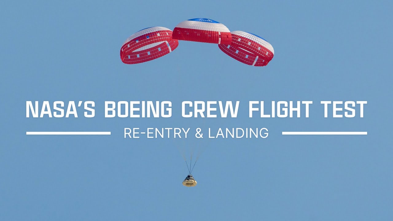 NASA's Boeing Crew Flight Test Re-entry and Landing - Video Kidibot