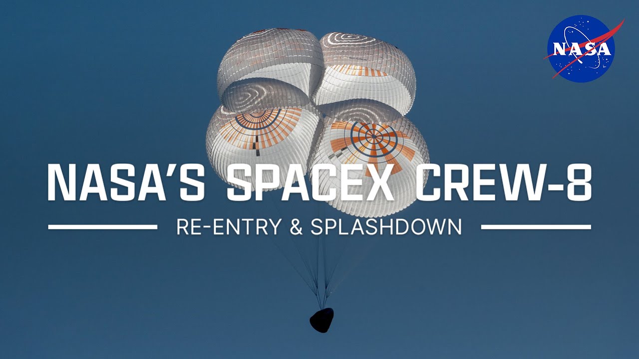NASA’s SpaceX Crew-8 Re-entry and Splashdown - Video Kidibot